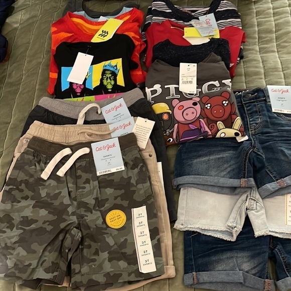 Cat & Jack | Shirts & Tops | 4 Pc Lot Box Of Little Boys Shorts Shirts ...